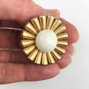 Unique Cabinet Knob, Large Ivory Cream Pearl Matte Gold Czech Glass ...