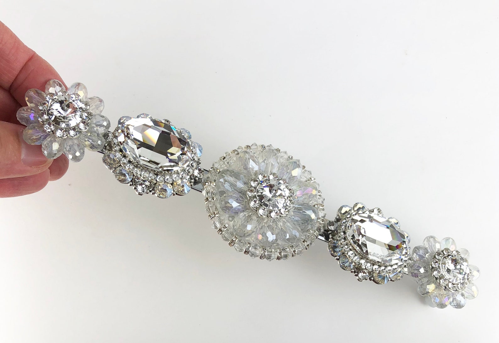 7 9/16" Drawer Pull Crystal Rhinestone; Large Chrome Cabinet Handle ...