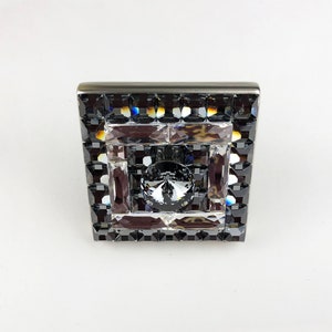 Unique Square Crystal Knob, 1 3/4" Satin Nickel, Large Modern Rhinestone Hardware, Decorative ...