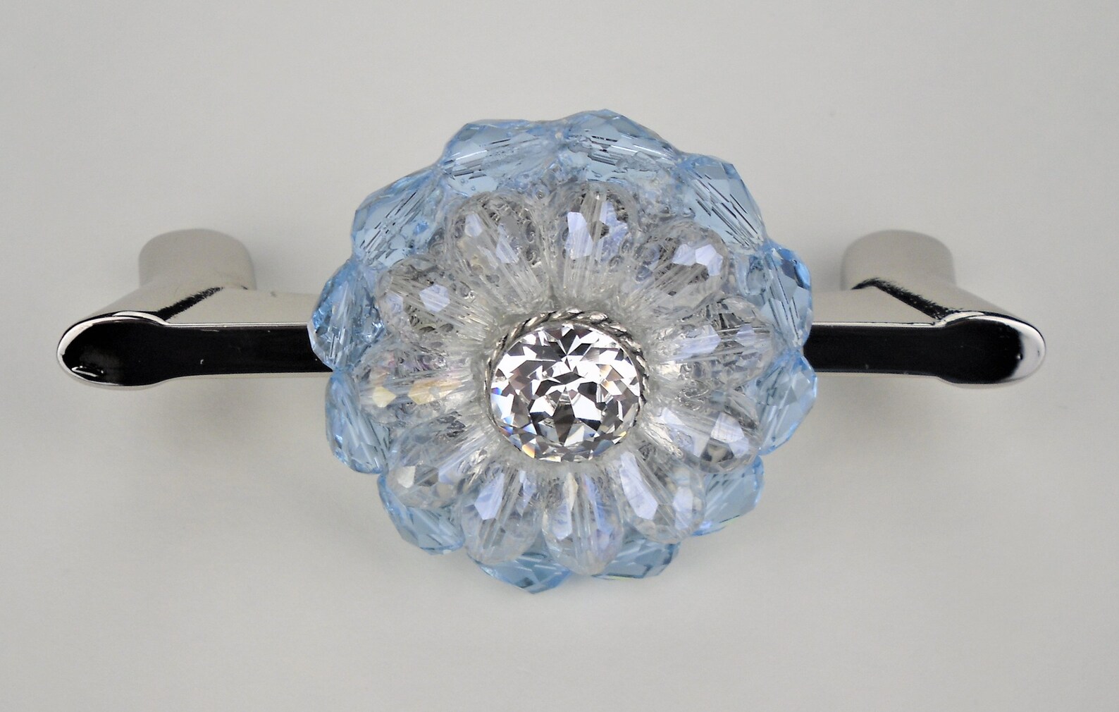 3 Inch Crystal Drawer Pull Aqua Beaded Polished Nickel - Etsy