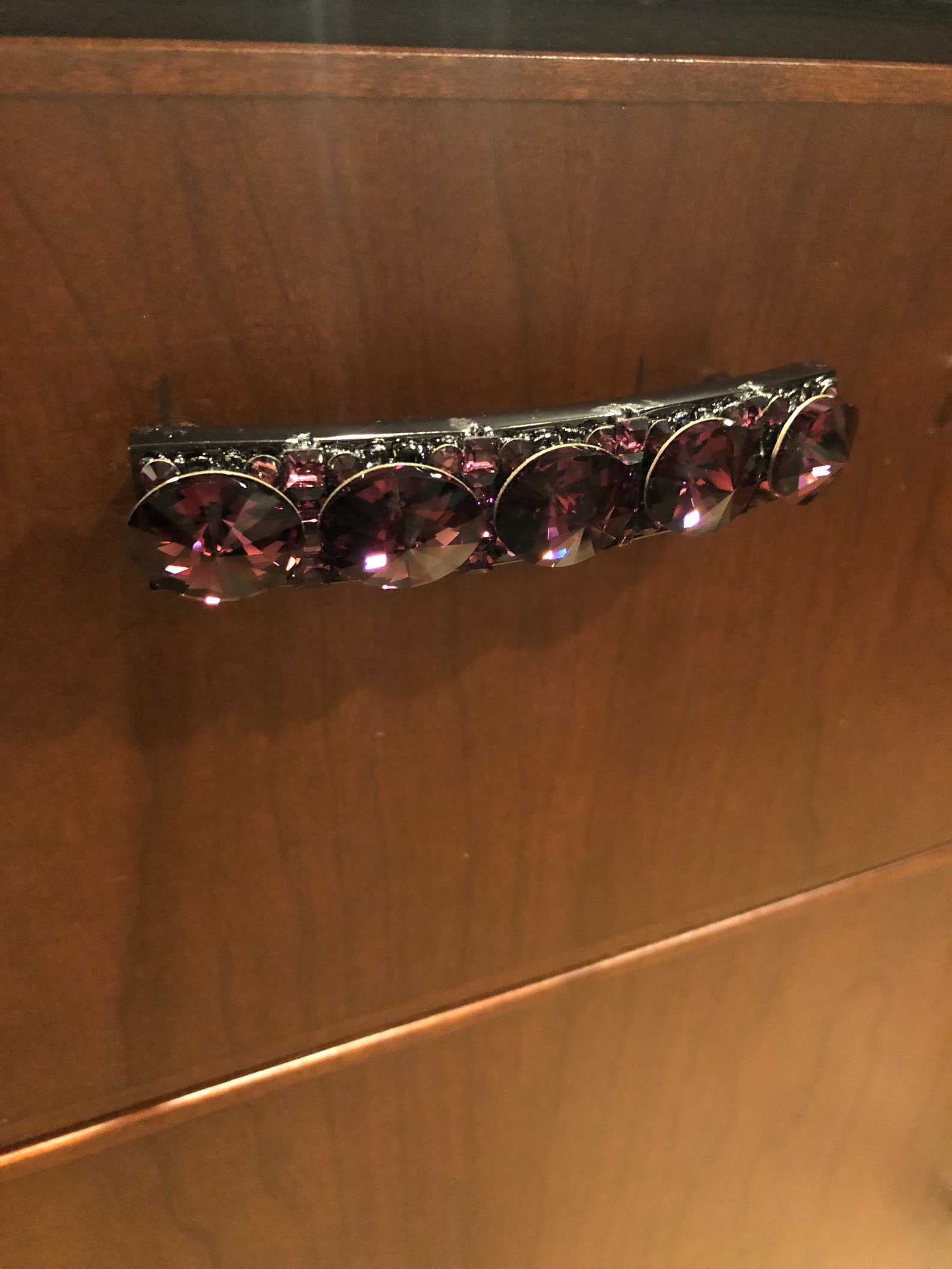 3 Inch Amethyst Crystal Drawer Pull Rhinestone Nickel Cabinet - Etsy