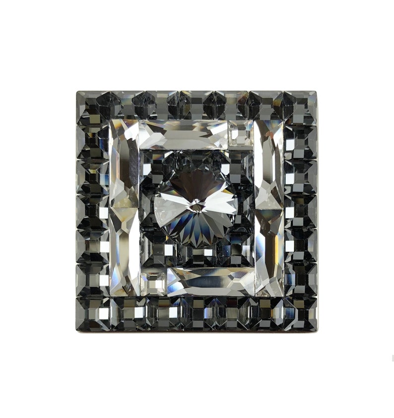 Unique Square Crystal Knob 1 3/4 Satin Nickel Large - Etsy