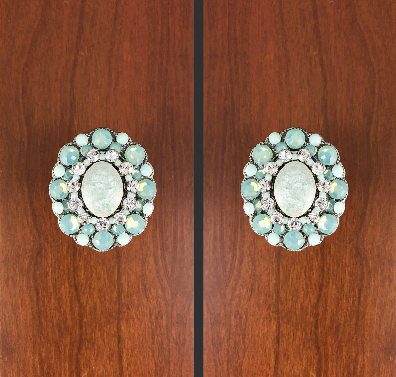 Unique Cabinet Knob Crystal Mint Alabaster Pacific Opal; Decorative ...
