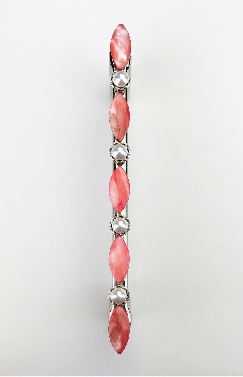 3 3/4 Inch Crystal Drawer Pull, Coral Beaded Polished Nickel Cabinet ...