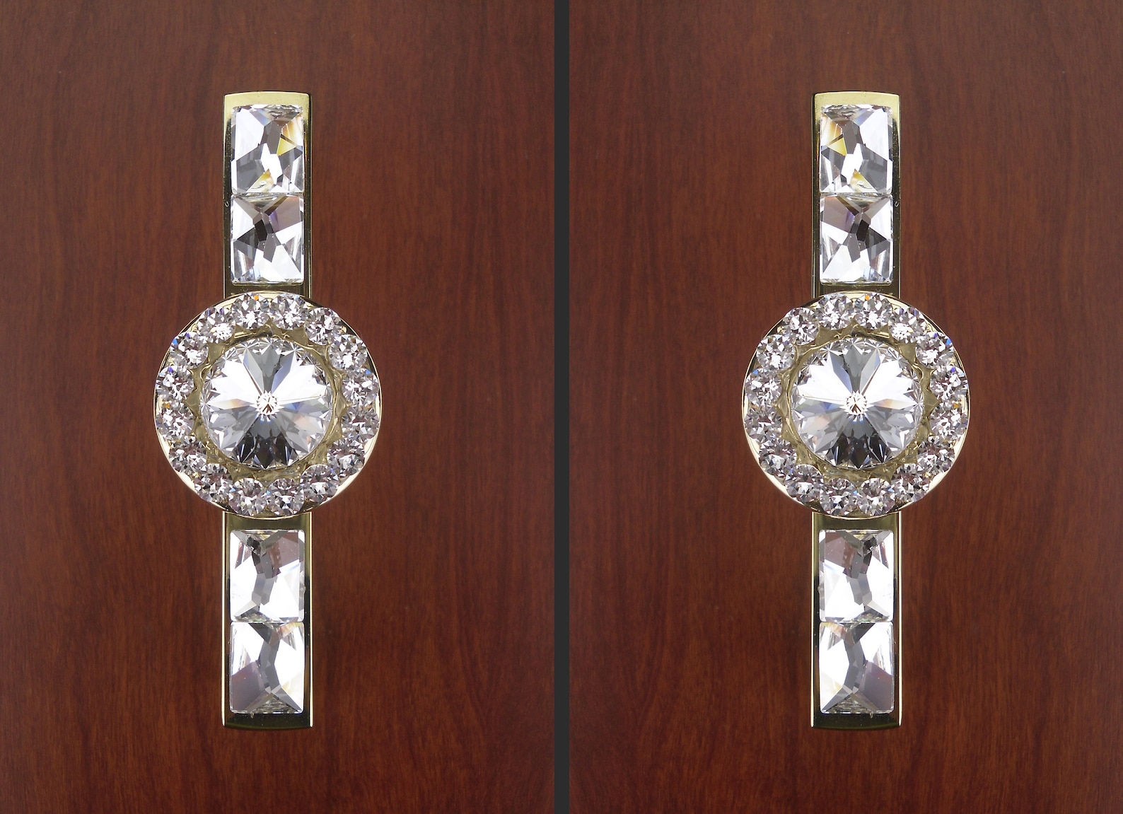 2 1/2 Crystal Drawer Pull Rhinestone Brass Cabinet - Etsy