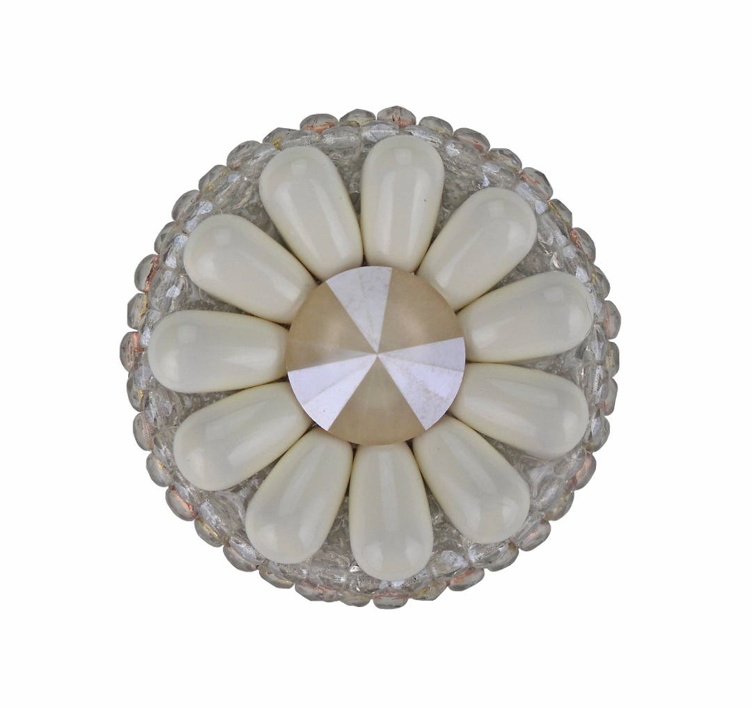 Unique Cabinet Knob Ivory Cream Crystal Pearls; Decorative Kitchen ...