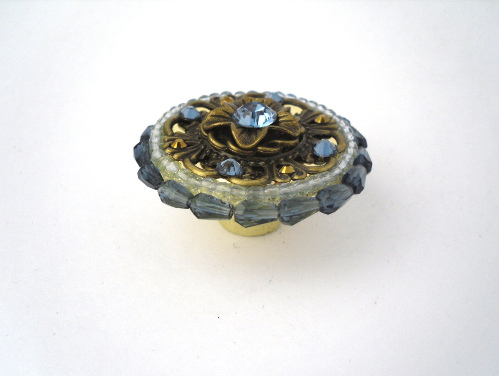 Decorative Crystal Knob Denim Blue Czech Glass Beads; Unique Kitchen ...