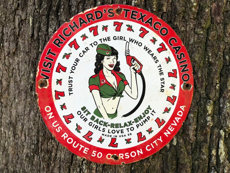 1950s Vintage Gas Station Sign Pin Up Girl Texaco | Etsy