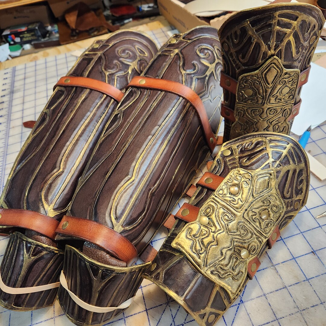Greaves - Shin Guards Only - Bloodborne Hunter Real Leather Armor ...
