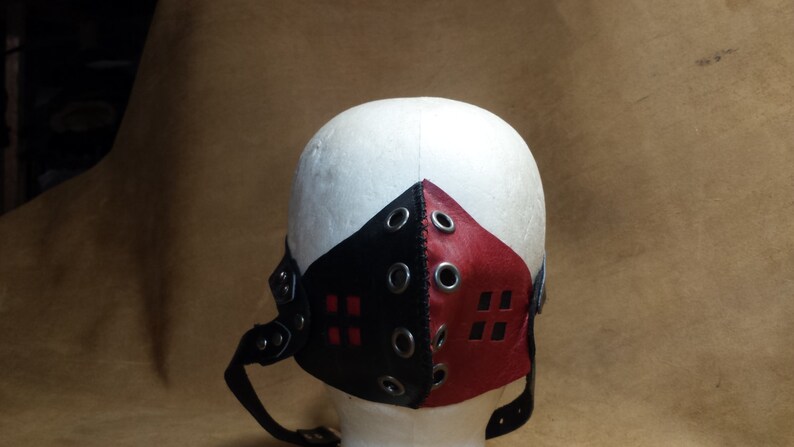 Red and Black Leather Mask Harlequin or Punk Styled Face Mask - Etsy