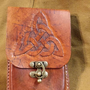 Rustic Style Celtic Design Leather Cell Phone Pouch - Etsy