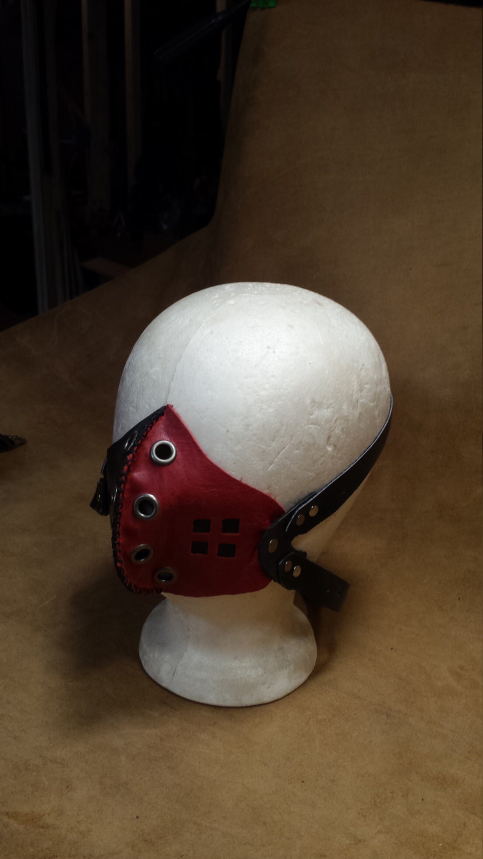 Red and Black Leather Mask Harlequin or Punk Styled Face Mask - Etsy