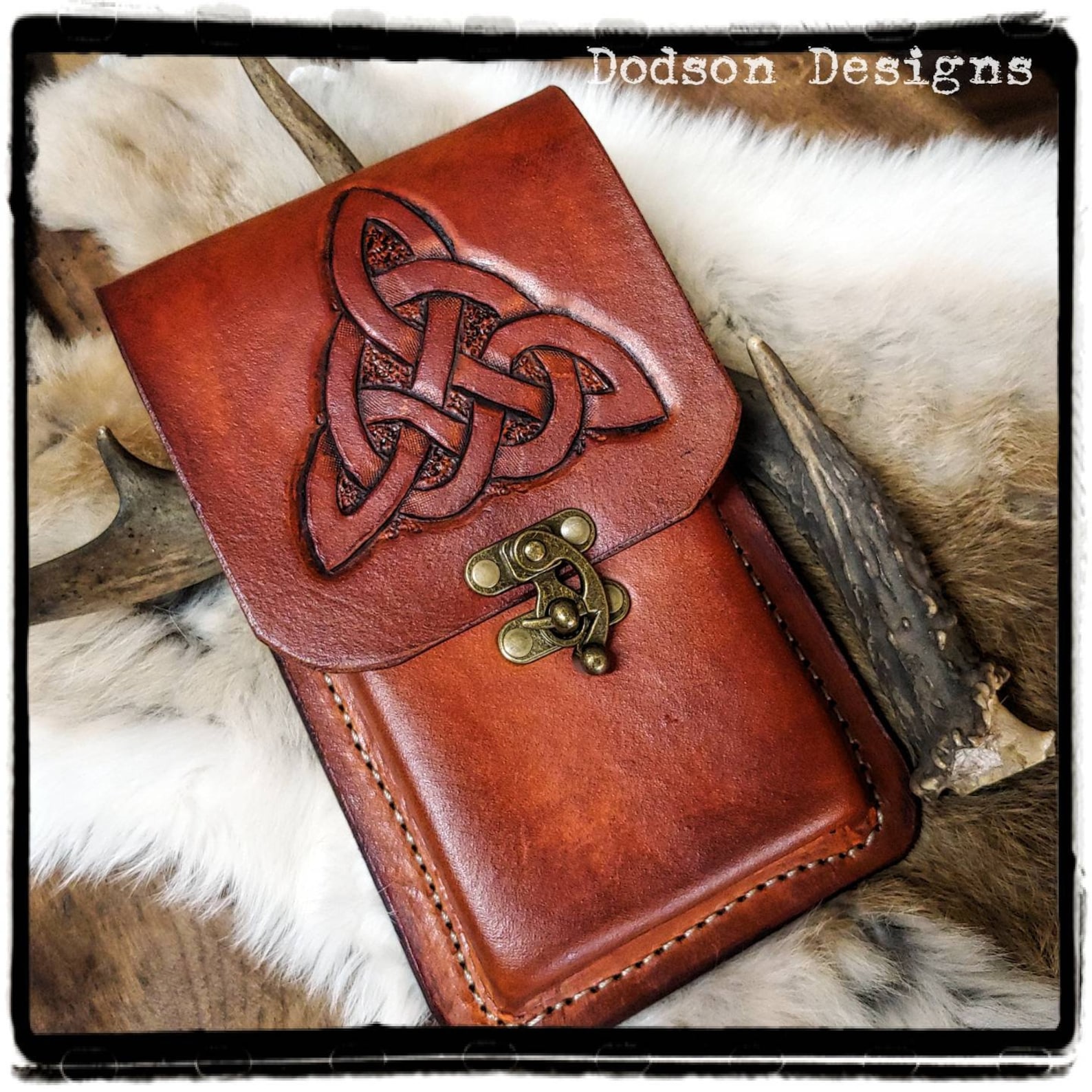 Rustic Style Celtic Design Leather Cell Phone Pouch - Etsy
