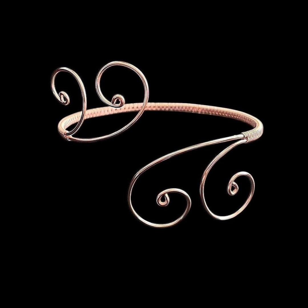 Arm Cuff Rose Gold Swirly Design Arm Band Wire Wrapped Adjustable ...