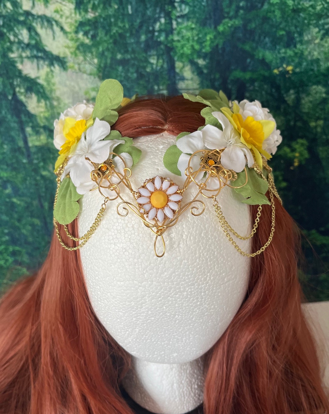 Sunflower Princess Crown, Nature Goddess Headdress, Gold Sunshine ...