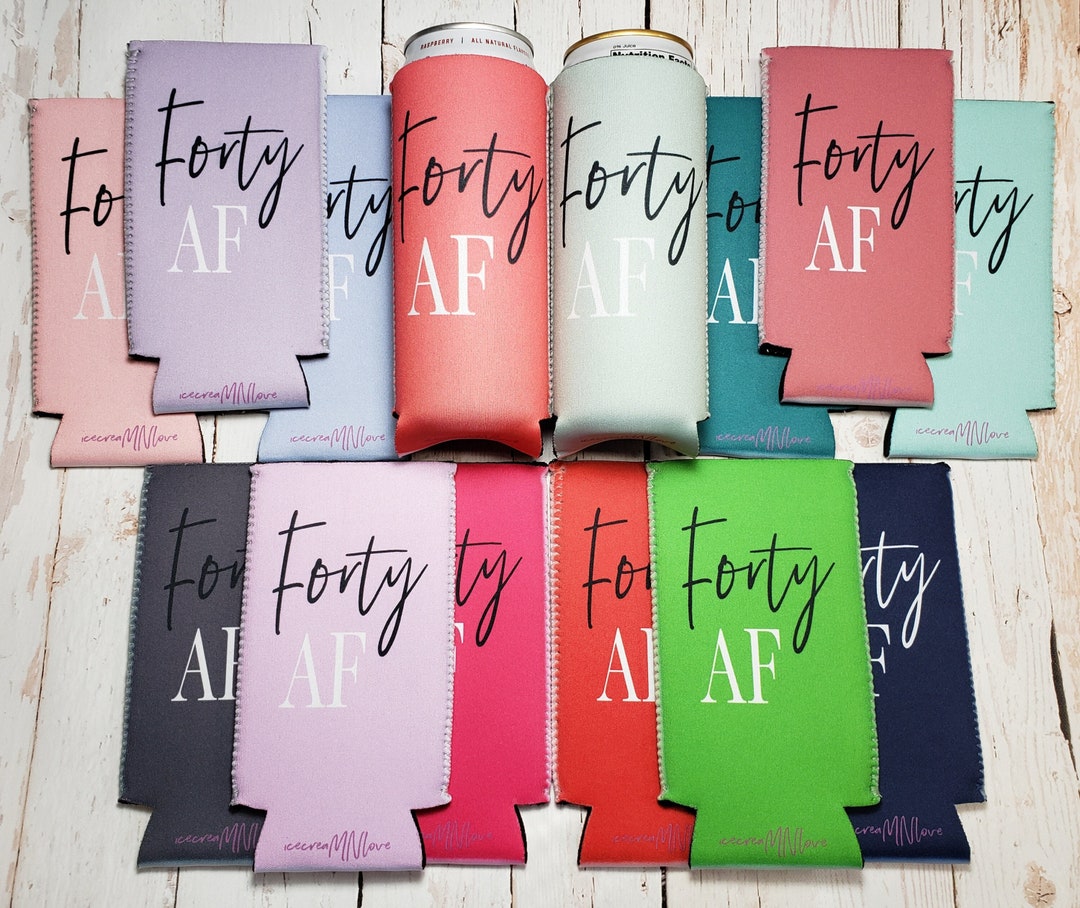 Forty AF Birthday Party Can Cooler Favors. 40th Birthday - Etsy