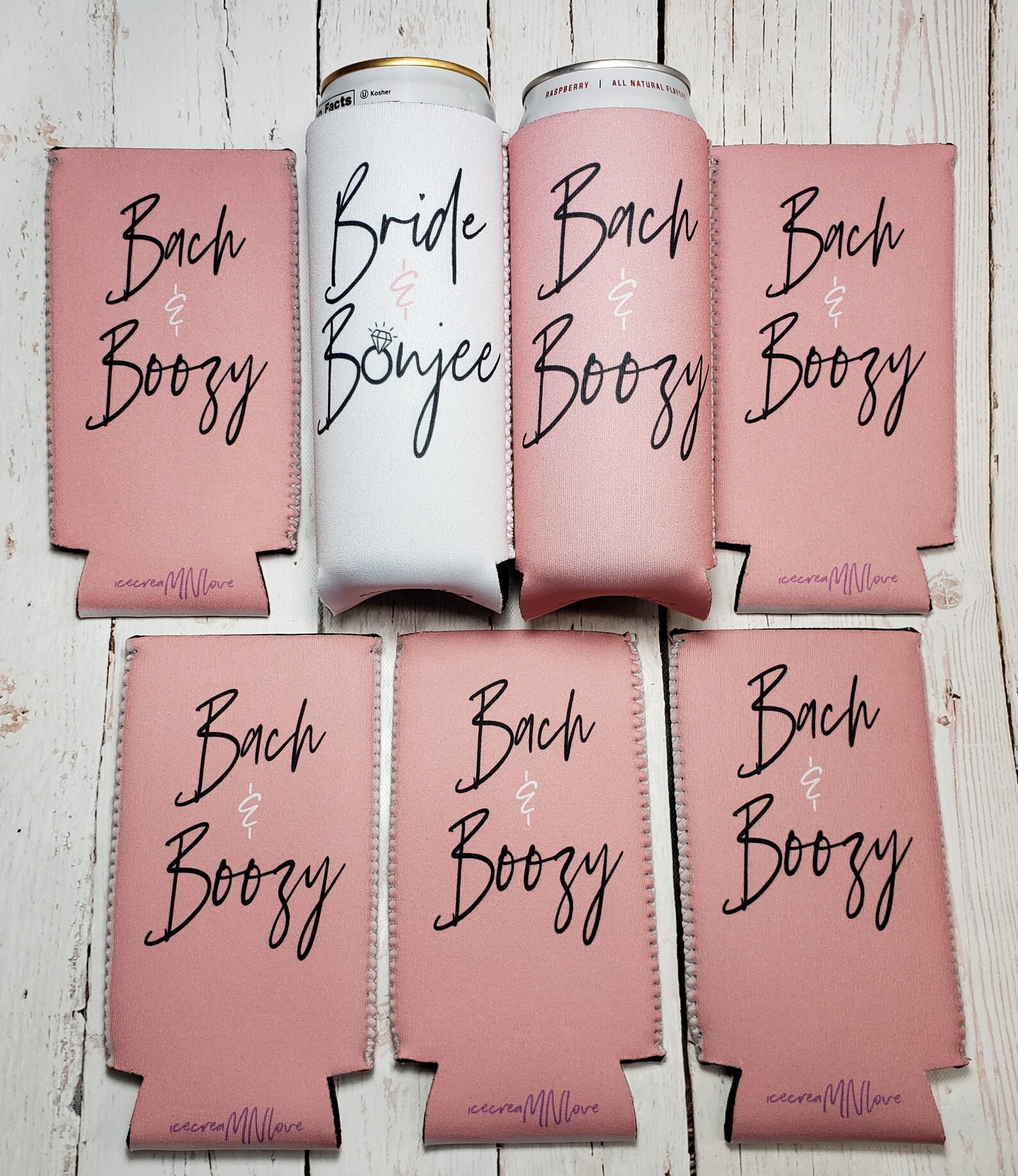 Bride and Boujee and Bach and Boozy Party Can Coolers. Stock ...