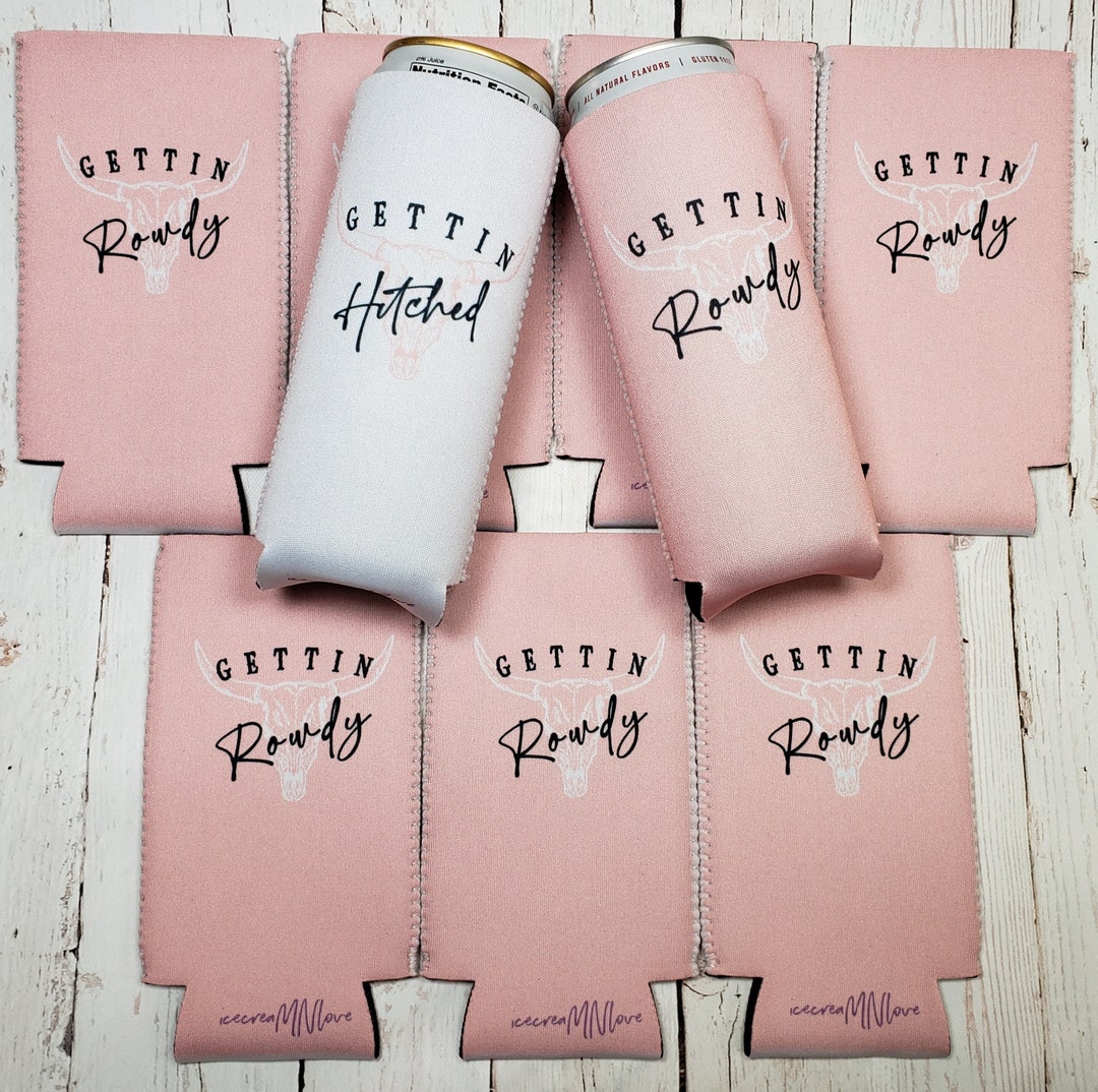 Getting Rowdy and Getting Hitched Bull Bachelorette Party Can Coolers ...