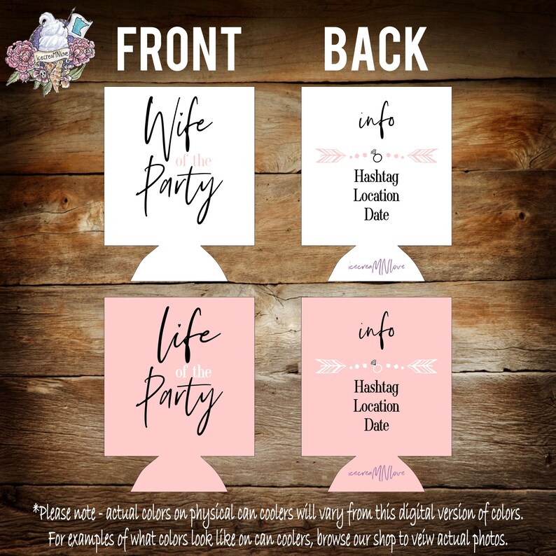 Wife of the Party Life of the Party Bachelorette Party Can - Etsy