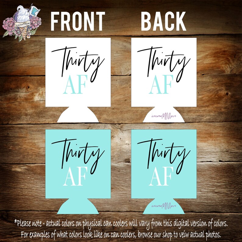Thirty AF Birthday Party STOCK Can Cooler Favors. Personalized | Etsy