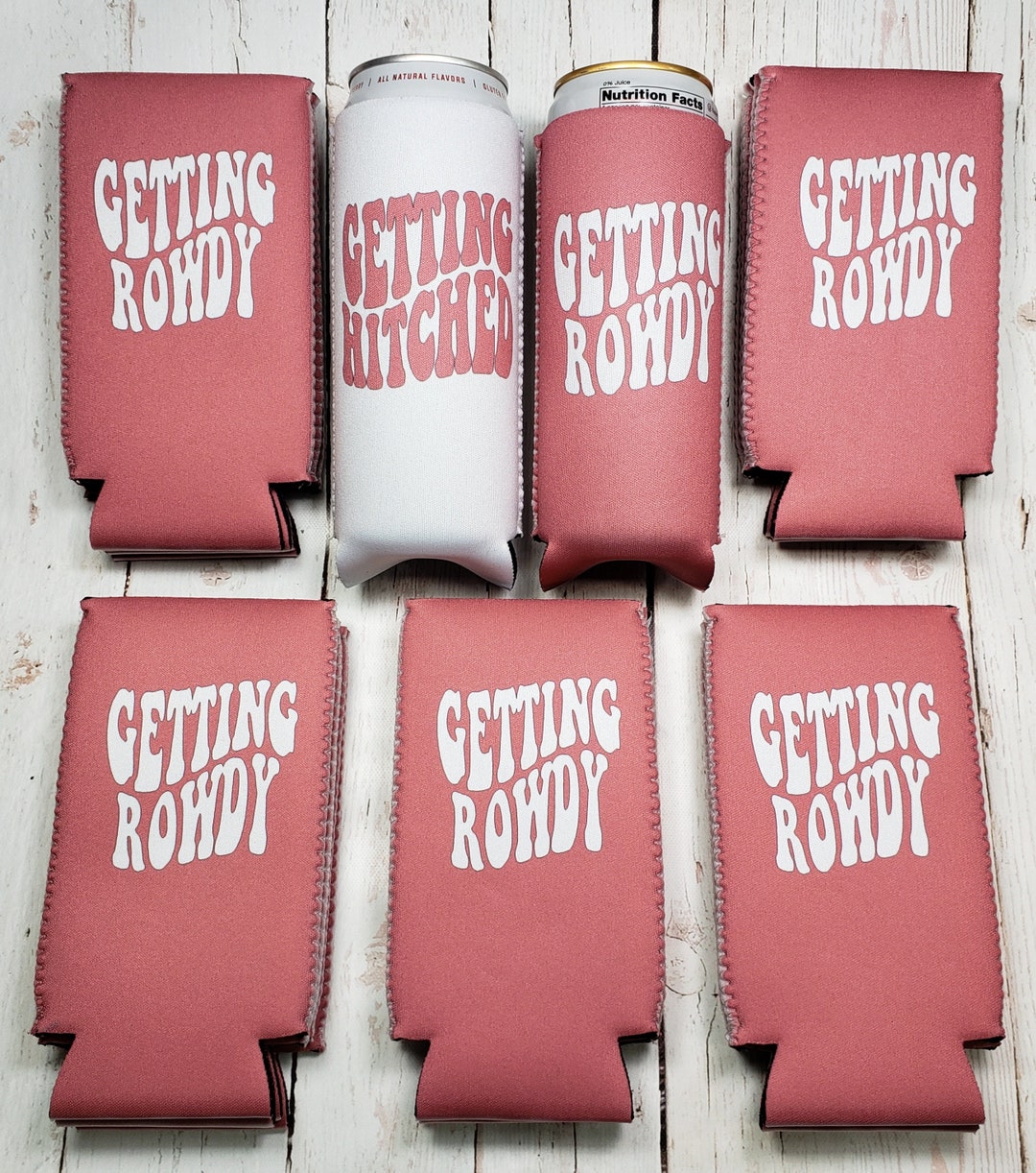 Getting ROWDY & Getting HITCHED Party Can Coolers - Nash Bash Party ...