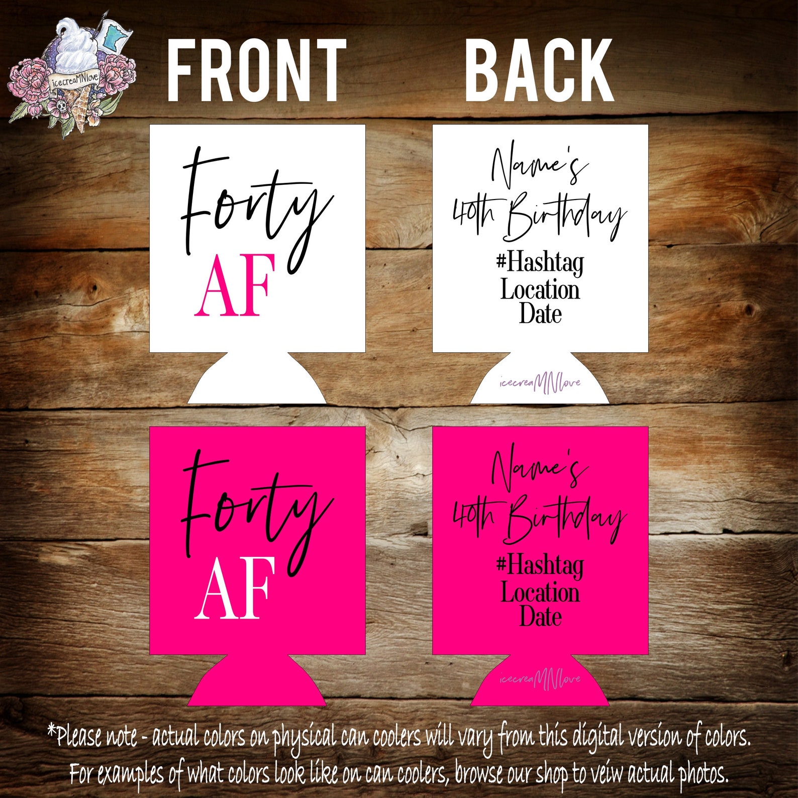 Forty AF Birthday Party Can Cooler Favors. Personalized With Custom ...