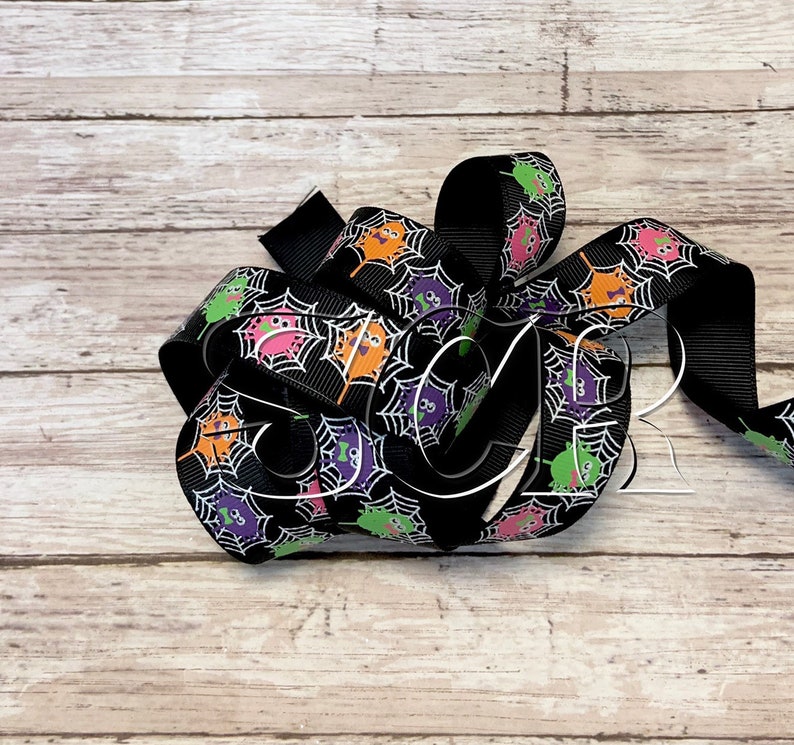 Glitter Spider Print Ribbon Spider Web Ribbon Halloween - Etsy