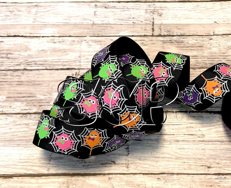 Glitter Spider Print Ribbon Spider Web Ribbon Halloween - Etsy