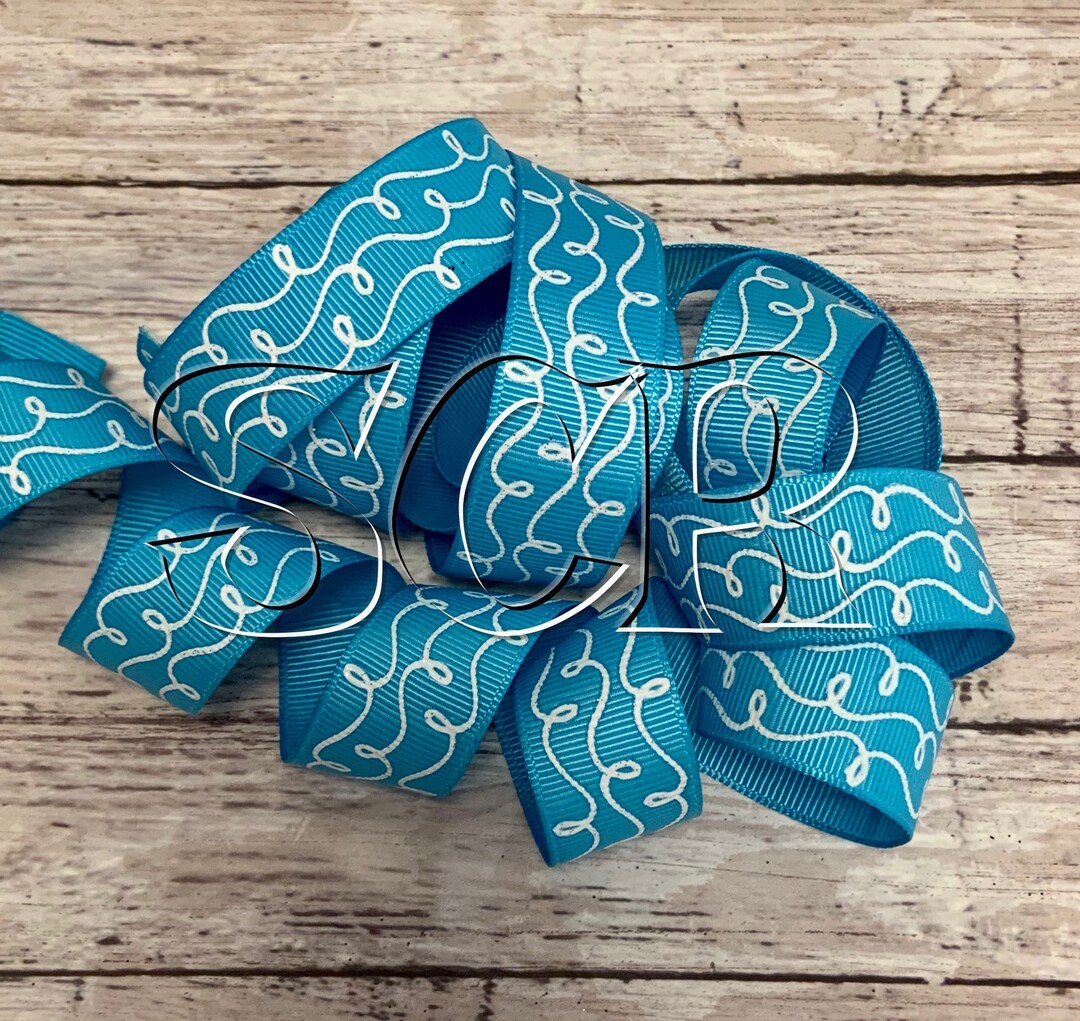 White Glitter Doodle Swirl, Doodle Loop Grosgrain Ribbon, 7/8 Inch ...