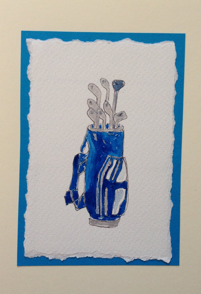 Hand-painted Watercolour Golf Clubs Card - Etsy