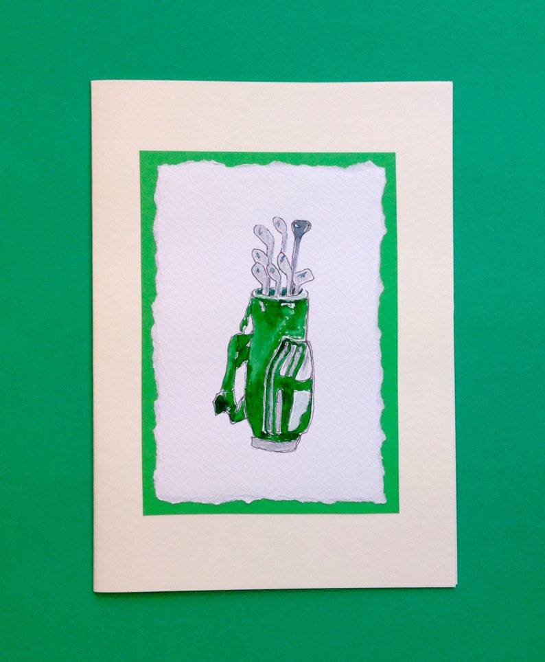 Hand-painted Watercolour Golf Clubs Card - Etsy