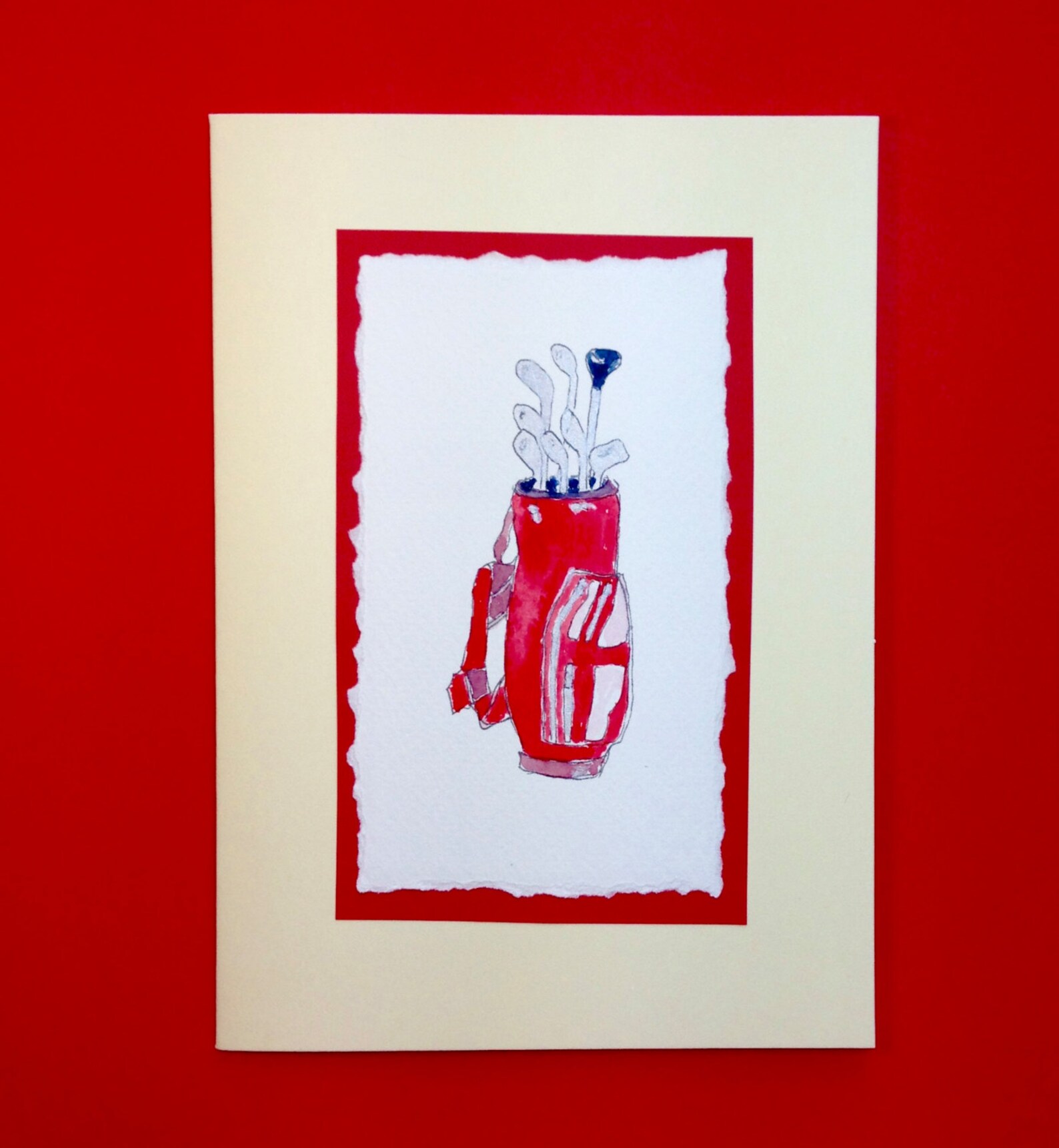 Hand-painted Watercolour Golf Clubs Card - Etsy