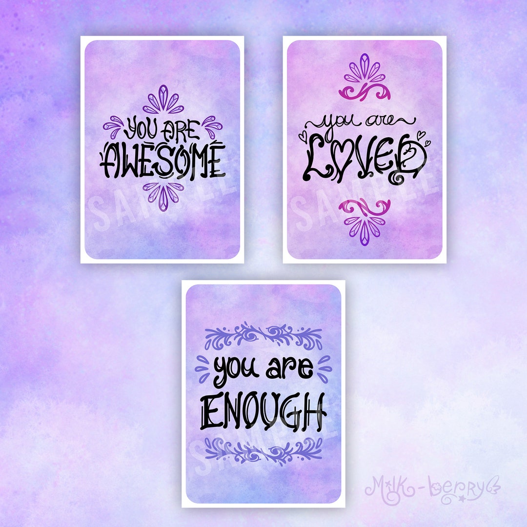 Positive Postcard / You Are Awesome / You Are Loved / You Are Enough ...