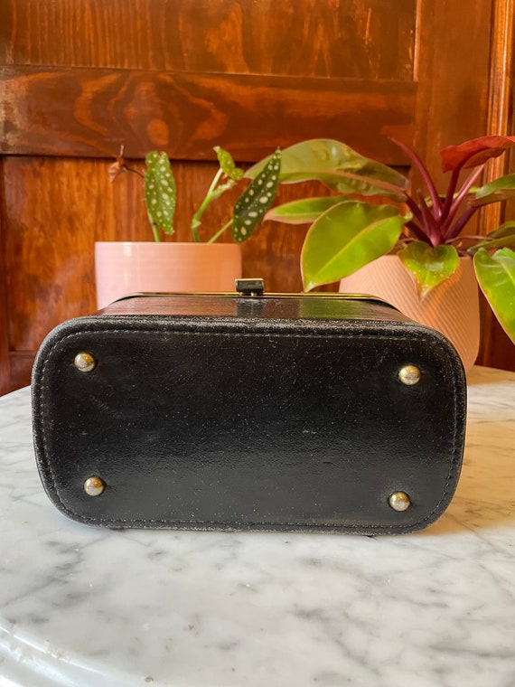 1960s Pleather Black and Paisley Purse with Brown Acr… - Gem