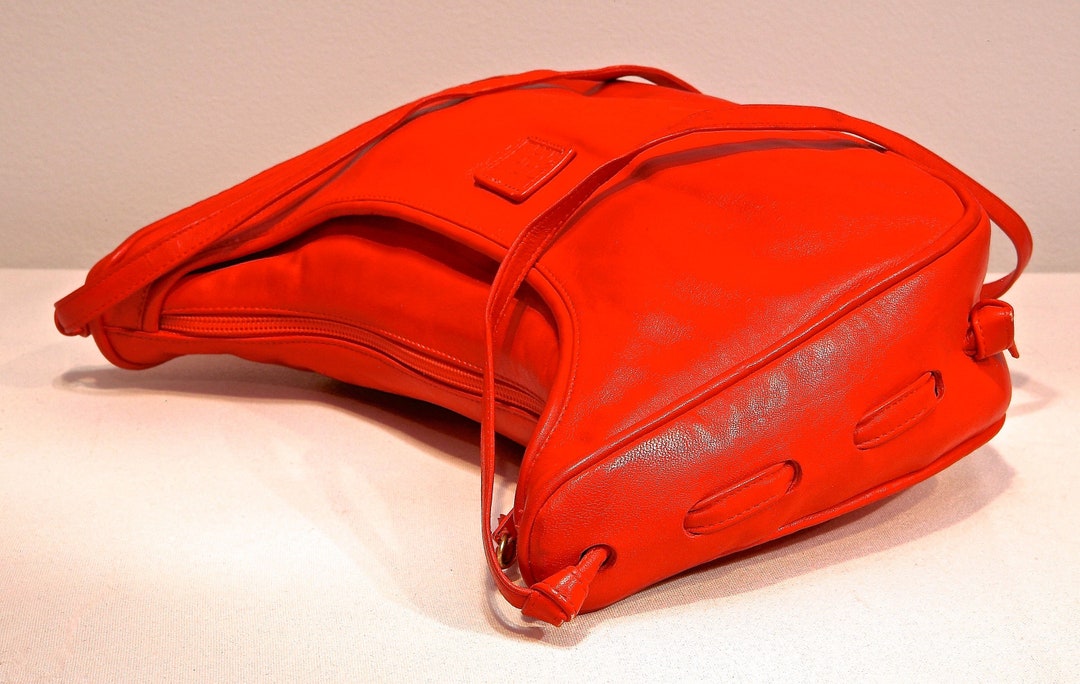 ANNE KLEIN Soft Red Leather Shoulder Bag - Etsy