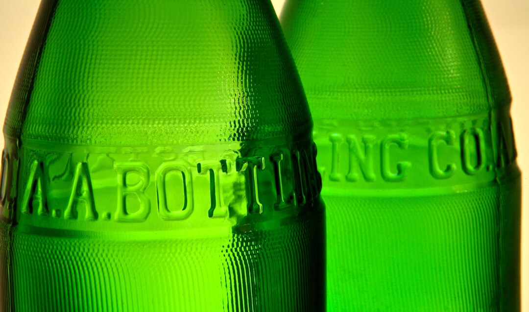 Two Green Glass AA Bottles - Etsy