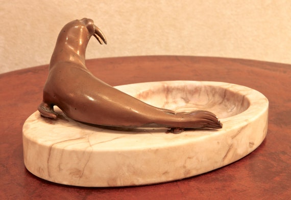 Bronze Plated WALRUS TRINKET TRAY - Very Rare!!! - Gem