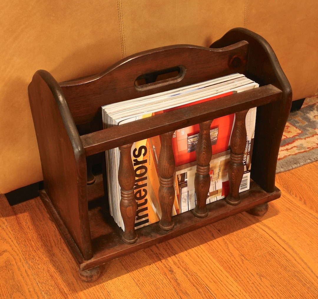WOOD MAGAZINE RACK - Etsy