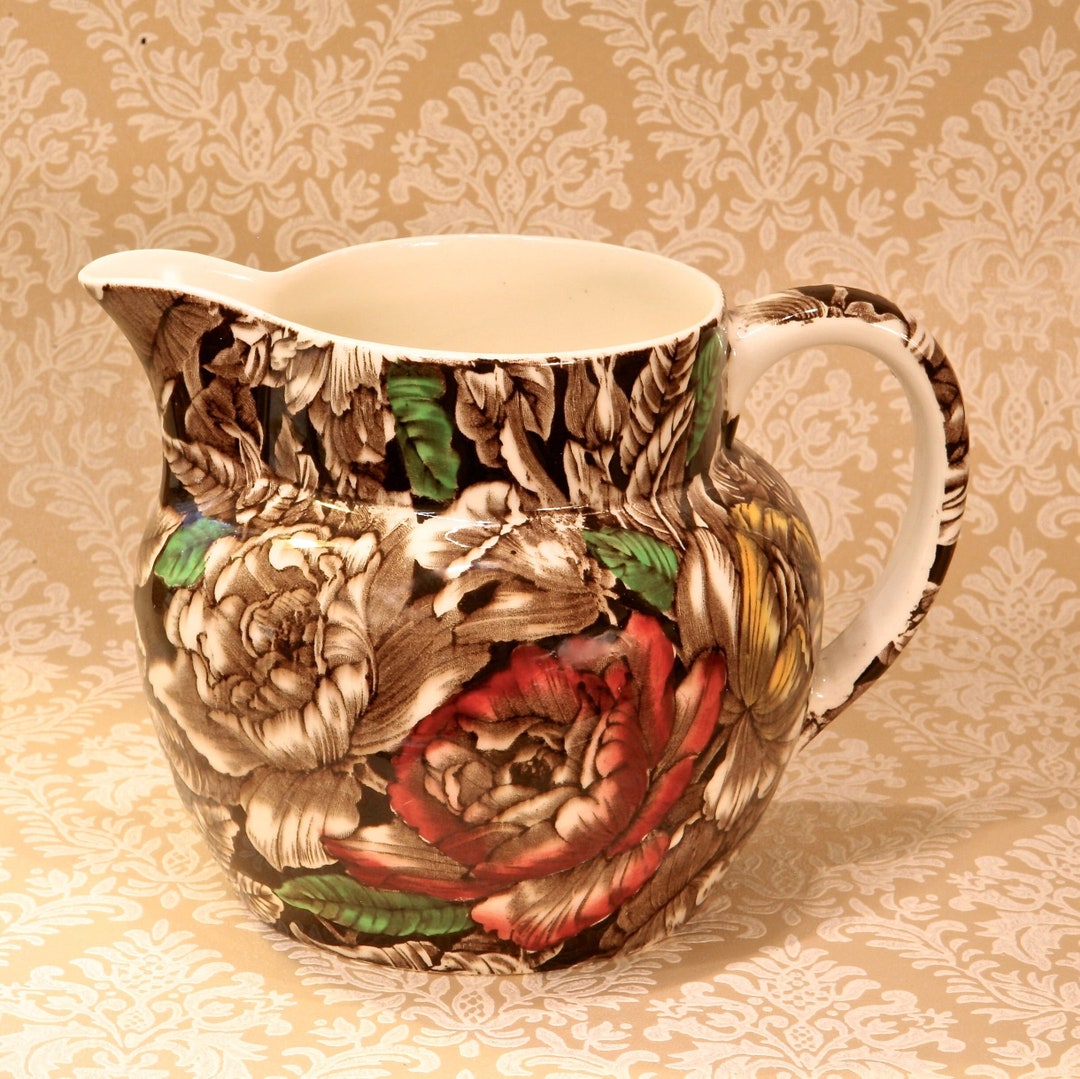 BROWN FLORAL PITCHER by Myott Son & Co. - Etsy