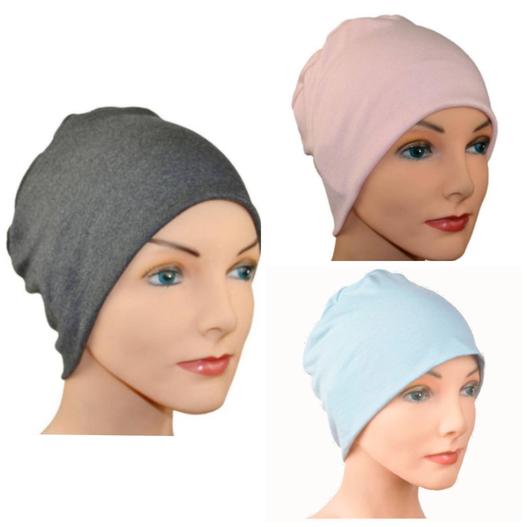 3 Cancer Hats - Chemo Cap, Cancer Beanie, Sleep, Organic Bamboo, Dark ...