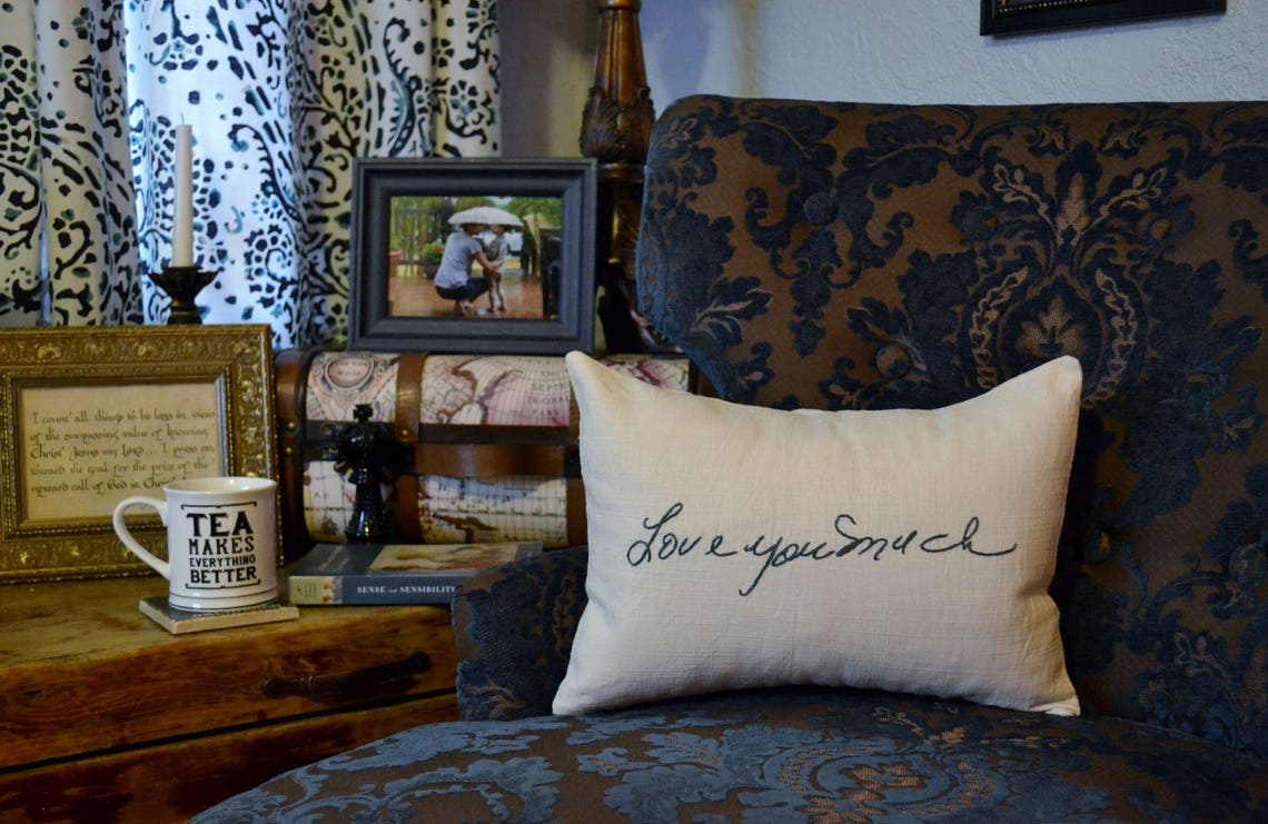 Custom Handwriting Pillow Cover Hand Embroidery Remembrance | Etsy