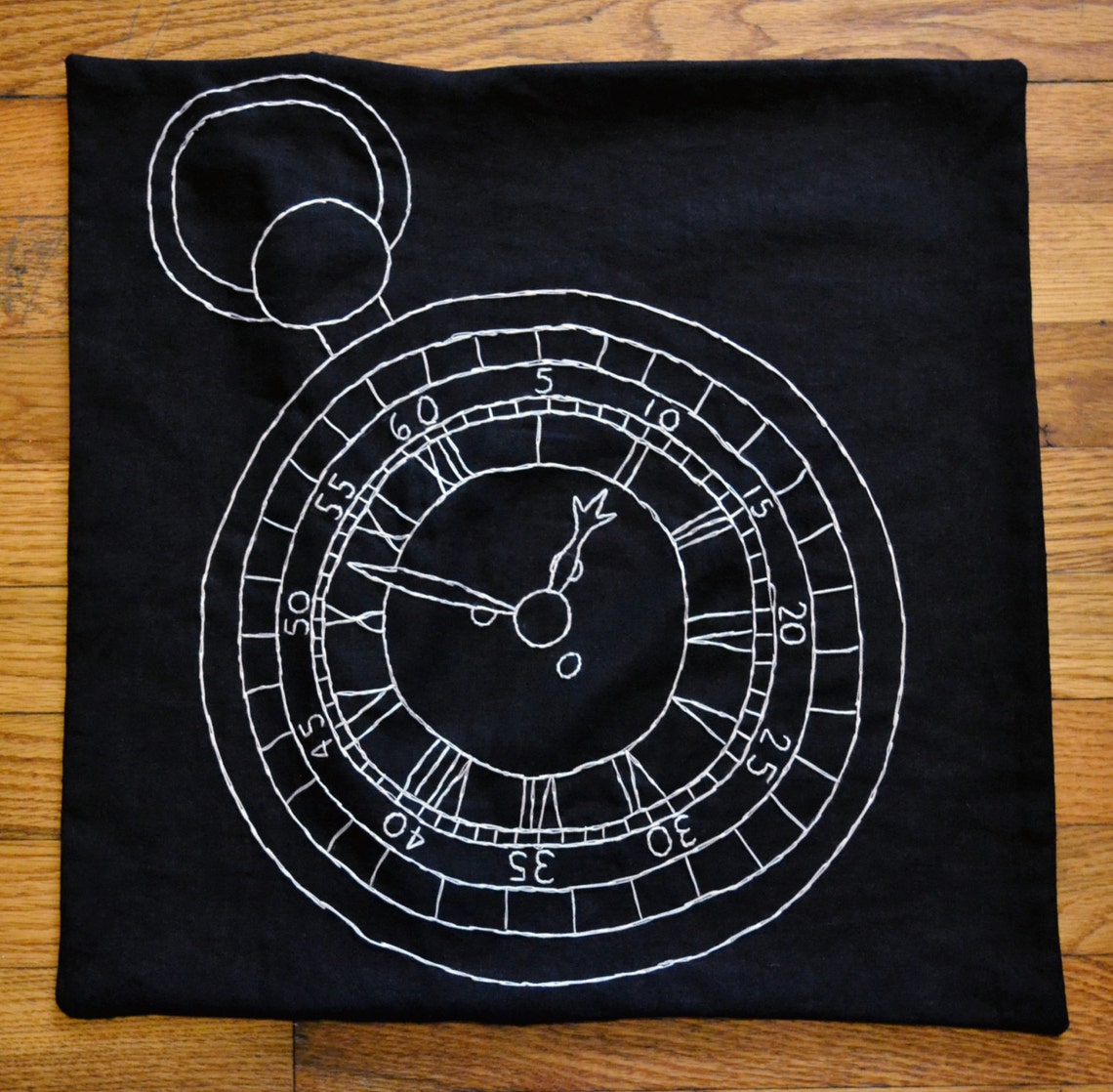 Vintage Pocket Watch Pillow Cover Hand Embroidery Wonderland | Etsy