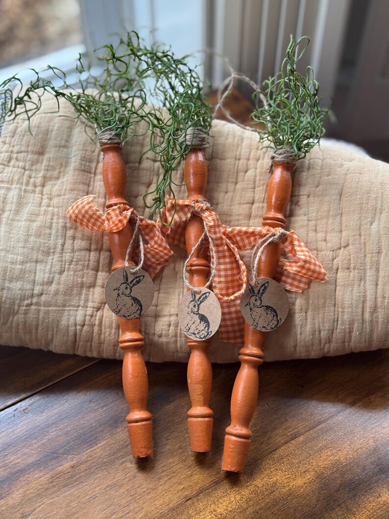 Primitive Wooden Spindle Carrots - Etsy
