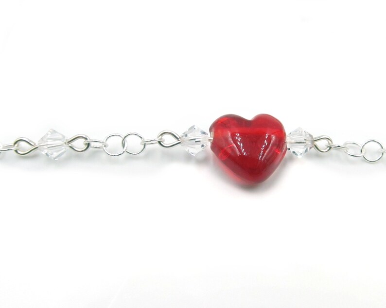 Red Heart and Silver Chain Delicate Inspirational Bracelet W/ Cancer ...
