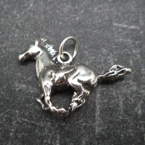 Sterling Silver 3D Mustang, Galloping Horse Charm for Charm Bracelet - Etsy