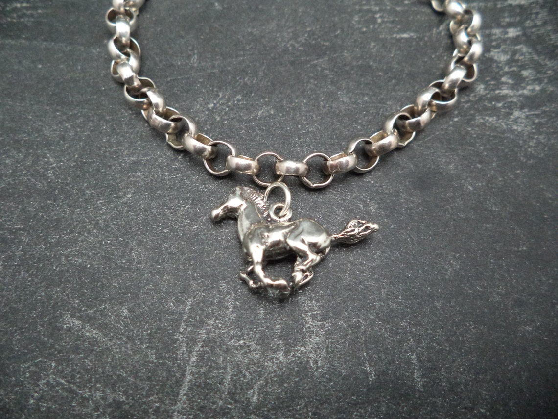 Sterling Silver 3D Mustang, Galloping Horse Charm for Charm Bracelet - Etsy
