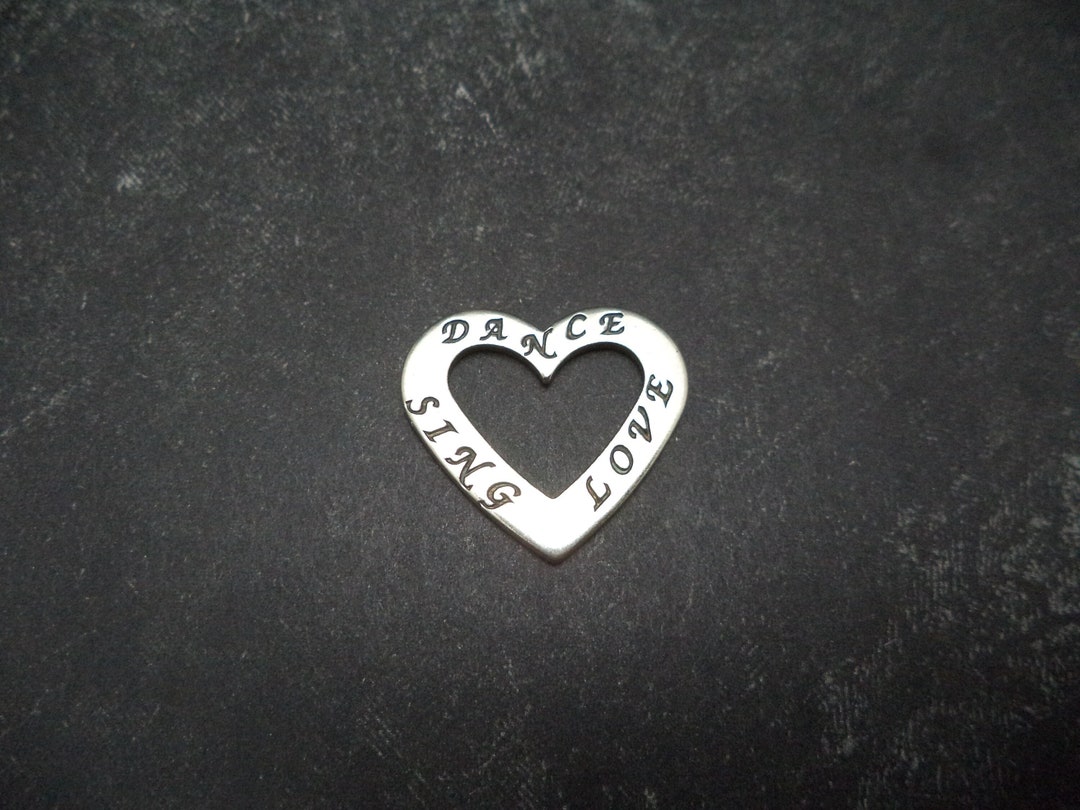 STERLING SILVER Sing, Dance, Love Affirmation Heart Mantra Pendant to ...