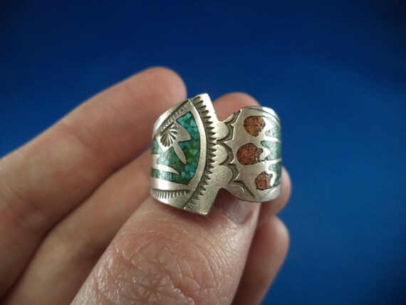 Beautiful Vintage Sterling Silver Chip Inlay Turquois… - Gem