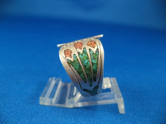 Beautiful Vintage Sterling Silver Chip Inlay Turquois… - Gem