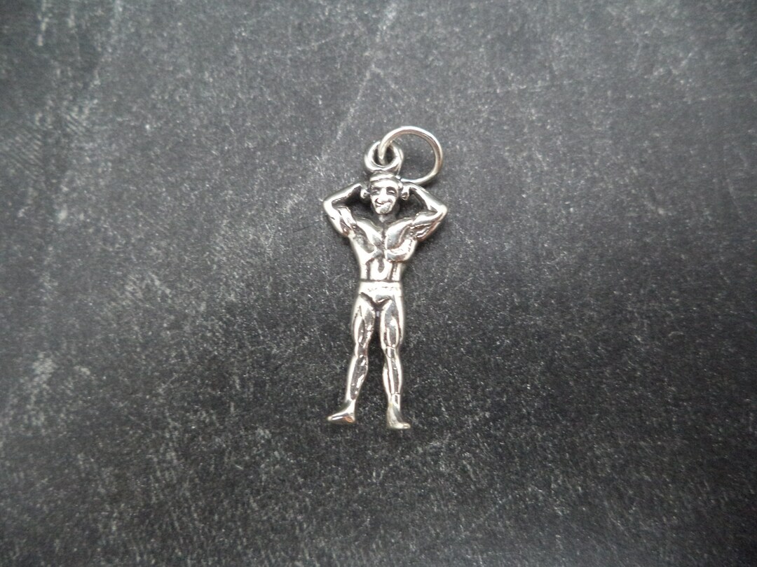 STERLING SILVER 3D Muscle Man Weight Lifter Charm for Charm Bracelet - Etsy